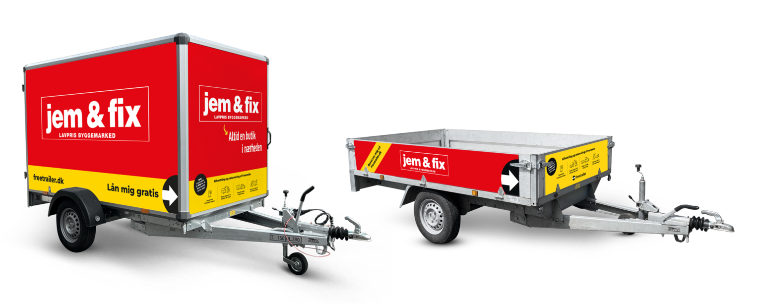 Lej en trailer hos jem & fix | Gratis trailerudlejning med Freetrailer