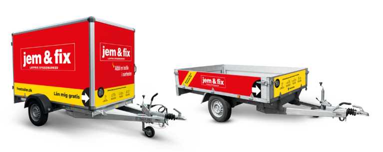 Lej en trailer hos jem & fix | Gratis trailerudlejning med Freetrailer